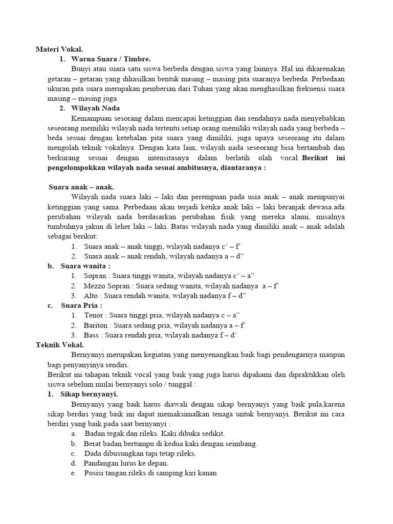 Materi Vokal | PDF