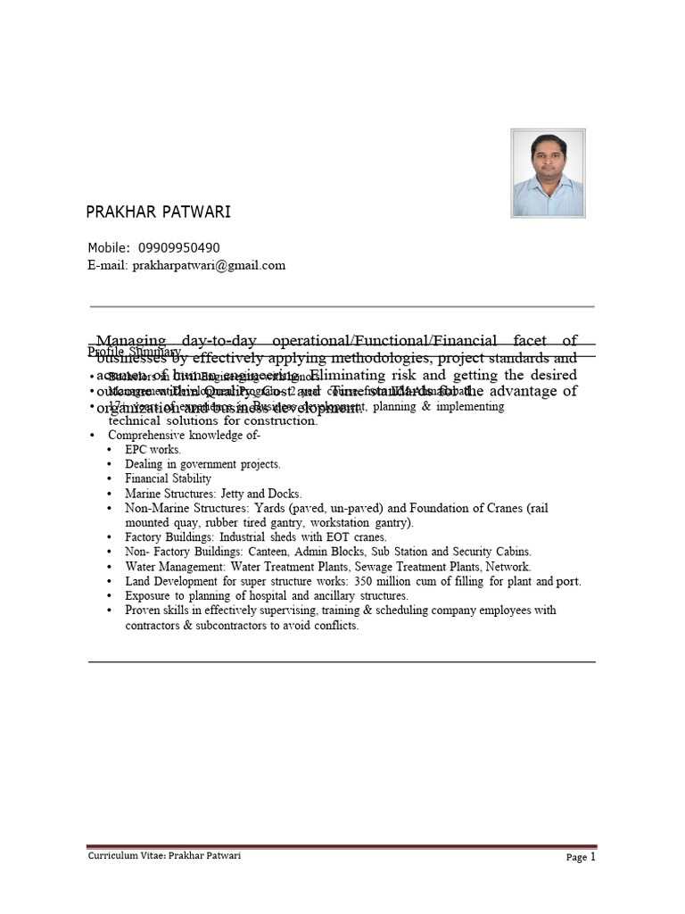 Prakhar Patwari CV | PDF | Engineering