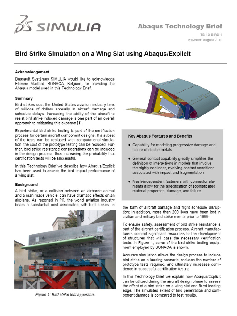 Abaqus Technology Brief - Bird Strike | PDF