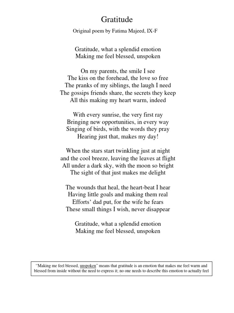 Gratitude Poem | PDF