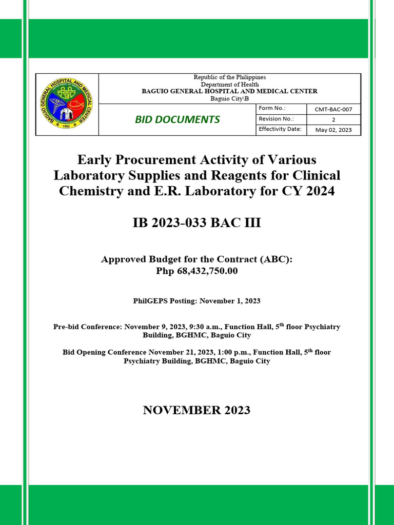 Clinical Lab Supplies Bid Notice | PDF | Procurement | Chloride