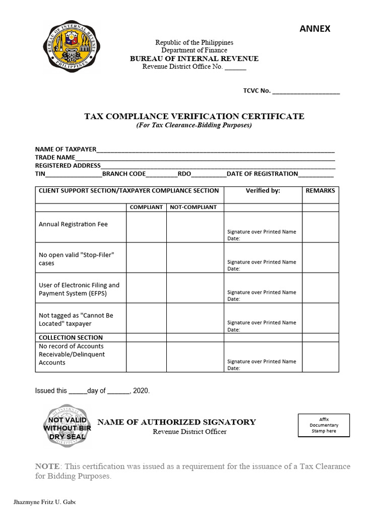 RMC No. 121-2020 Annex A | PDF | Signature | Public Finance