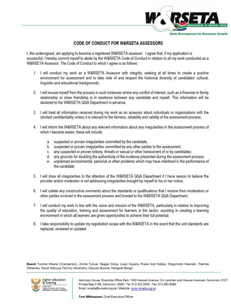 Assessor Code of Conduct | PDF
