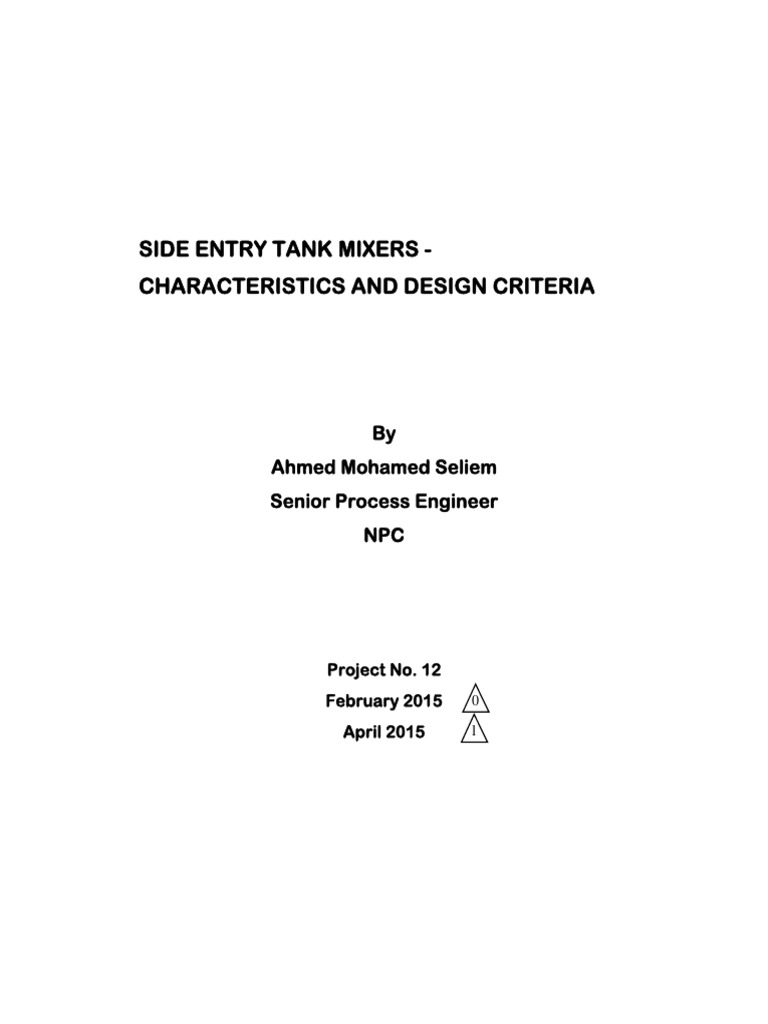 Side Entry Tank Mixers Characteristics A | PDF | Oil Refinery | Chemistry
