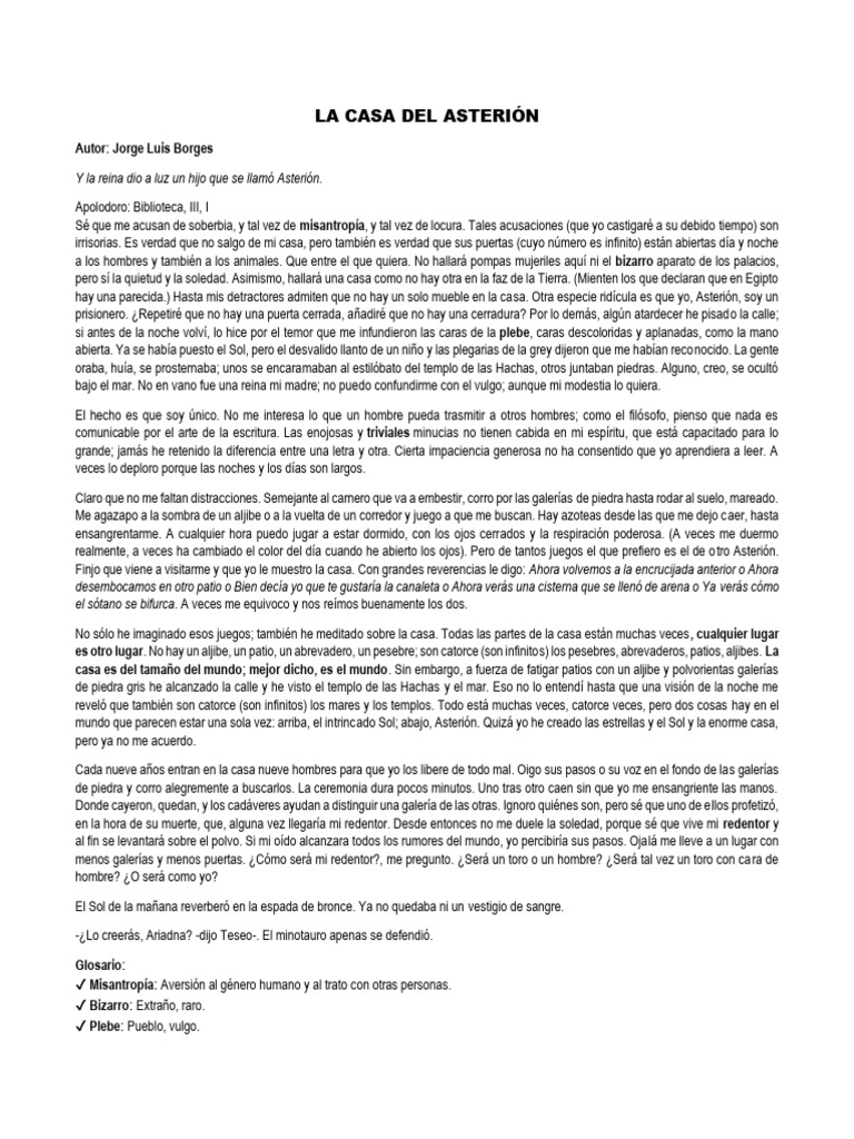 La Casa de Asterion | PDF | Minotauro | Teseo