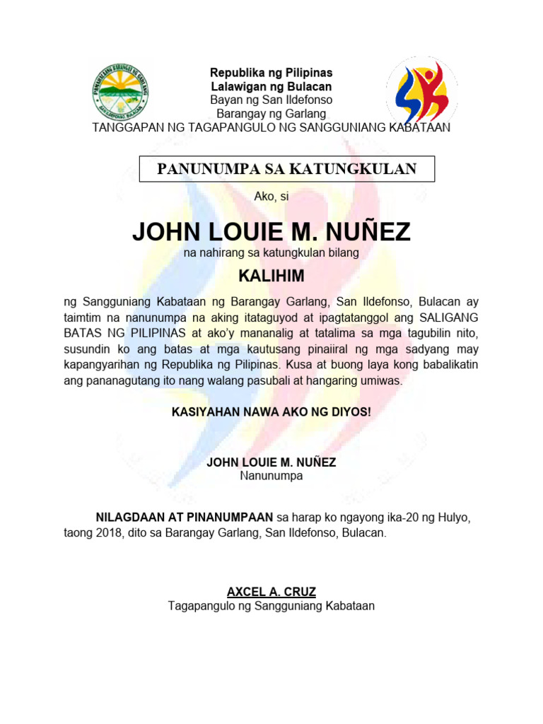 Sample Panunumpa | PDF