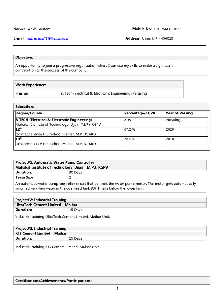 Resume Ankit Gautam 1222 | PDF | Computing