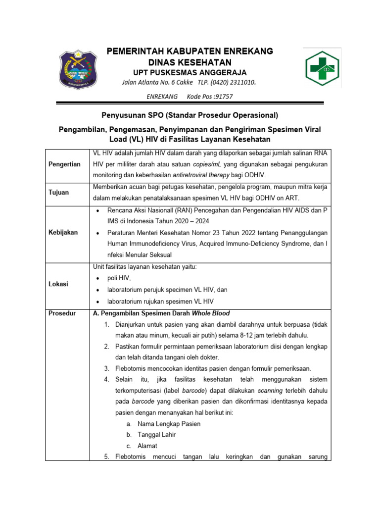 Sop Upt PKM Anggeraja, Enrekang | PDF