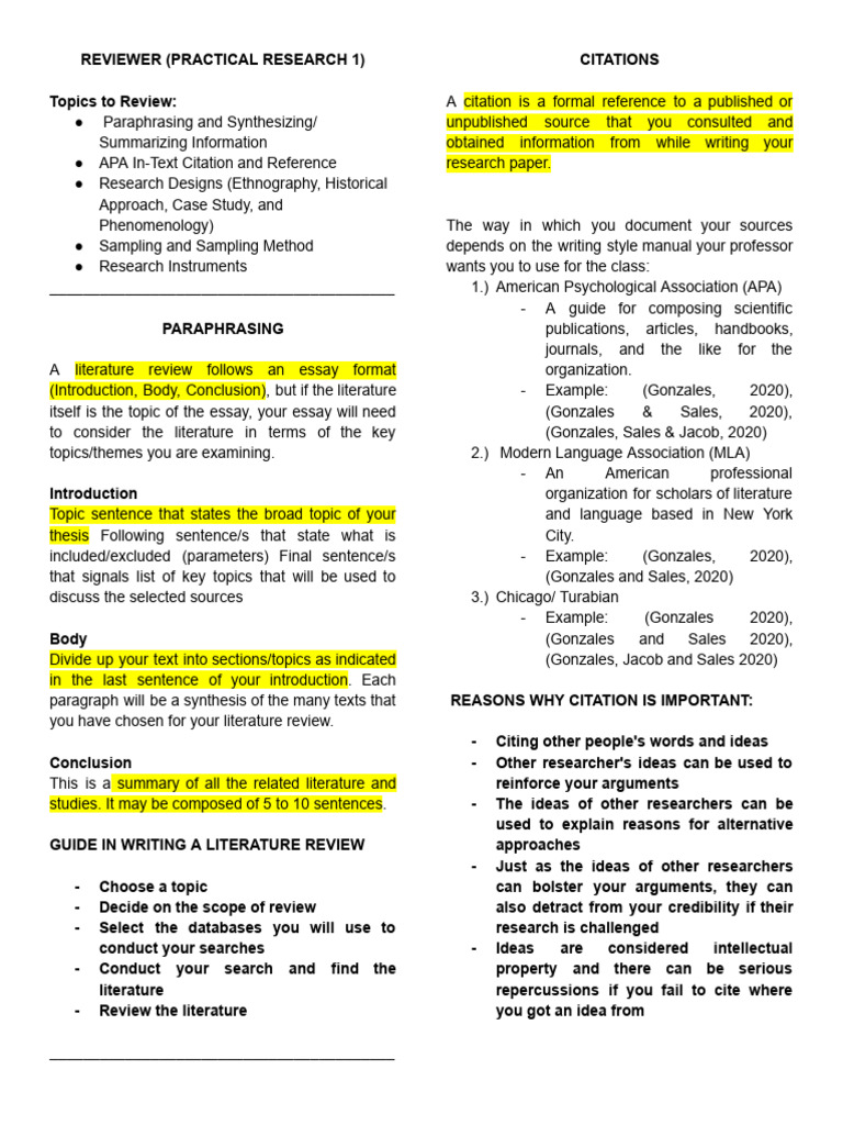 Citation and Research Design Guide | PDF | Citation | Questionnaire