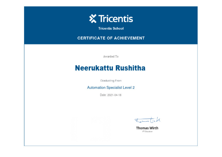 Certificate of Completion For Automation Specialist Level 2 | PDF