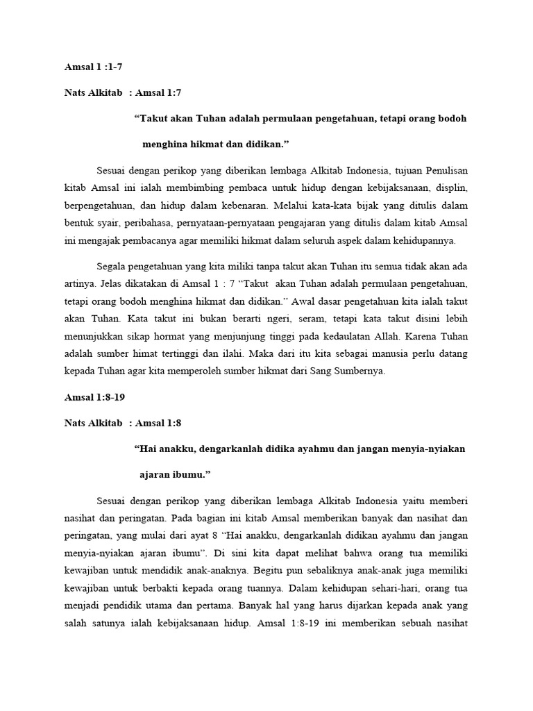 Hikmat dan Takut akan Tuhan dalam Amsal | PDF
