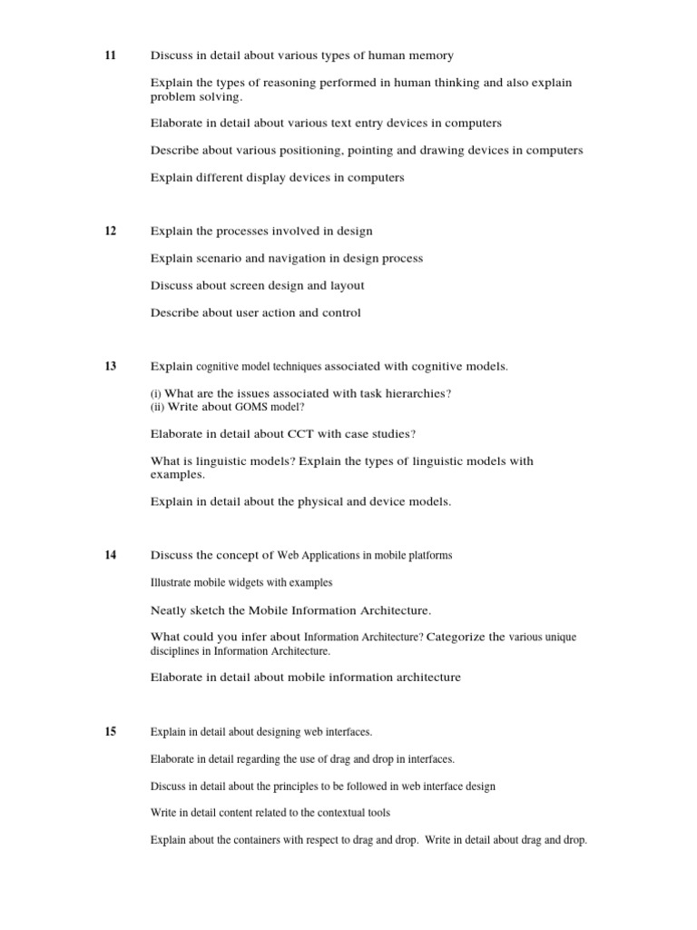 HCI CS8079 Part B Important Questions | PDF | Art