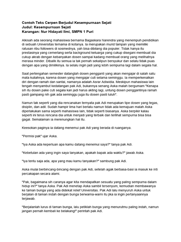 Contoh Teks Cerpen | PDF
