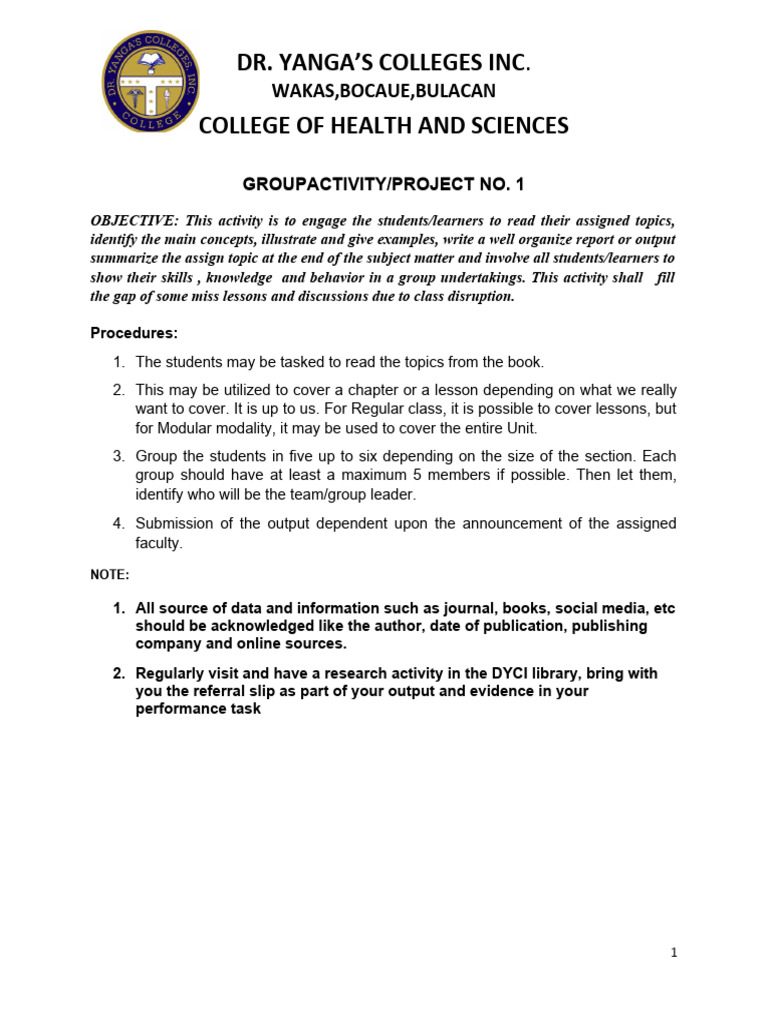 Group Activityproject No.1 | PDF | Mathematics