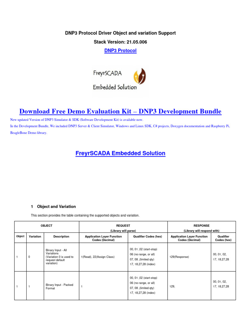 FreyrSCADA DNP Driver Object Variation Support | PDF | Library (Computing) | Application Software