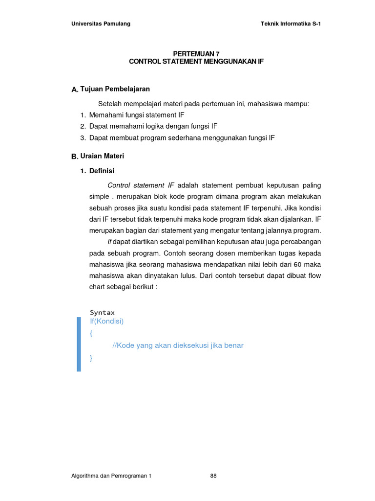 Modul Digital 8 - CONTROL STATEMENT MENGGUNAKAN IF | PDF