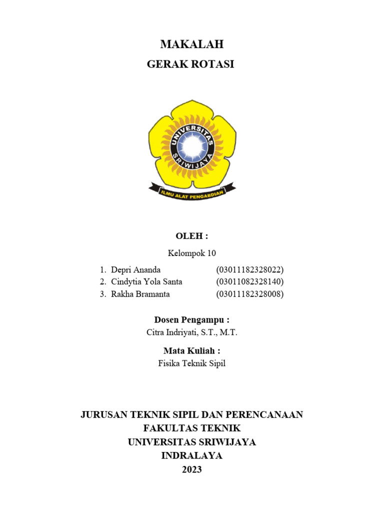 Makalah Fisika (Gerak Rotasi) - Kelompok 10 | PDF Makalah Fisika (Gerak Rotasi) - Kelompok 10 | PDF