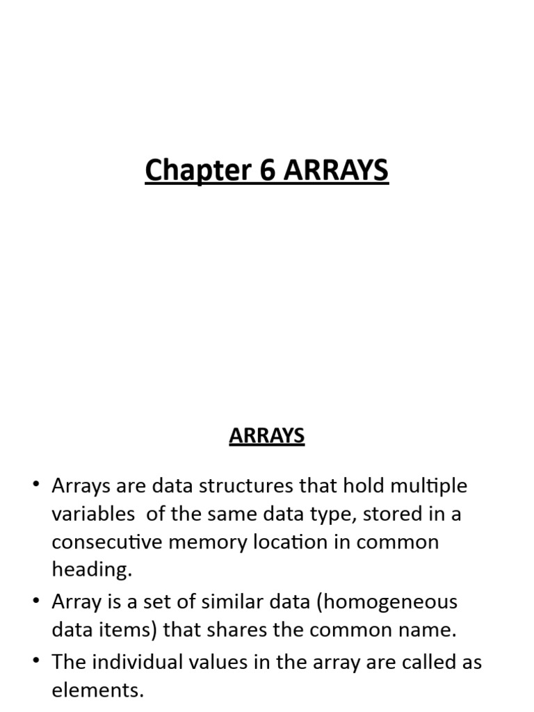 Chapter 6 Arrays1 | PDF | Integer (Computer Science) | Data Chapter 6 Arrays1 | PDF | Integer (Computer Science) | Data