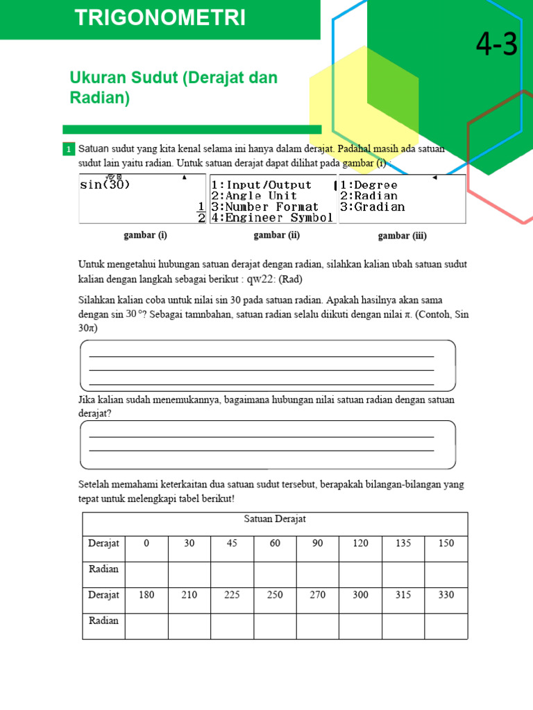 4-1 Ukuran Sudut (Derajat Dan Radian) | PDF