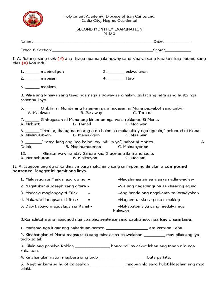 MTB 3 2ND Monthly Exam | PDF