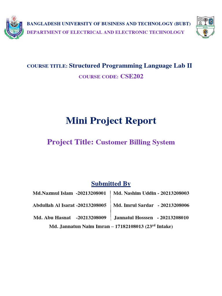 CSE202 Mini Project Report | PDF | Computer Program | Programming