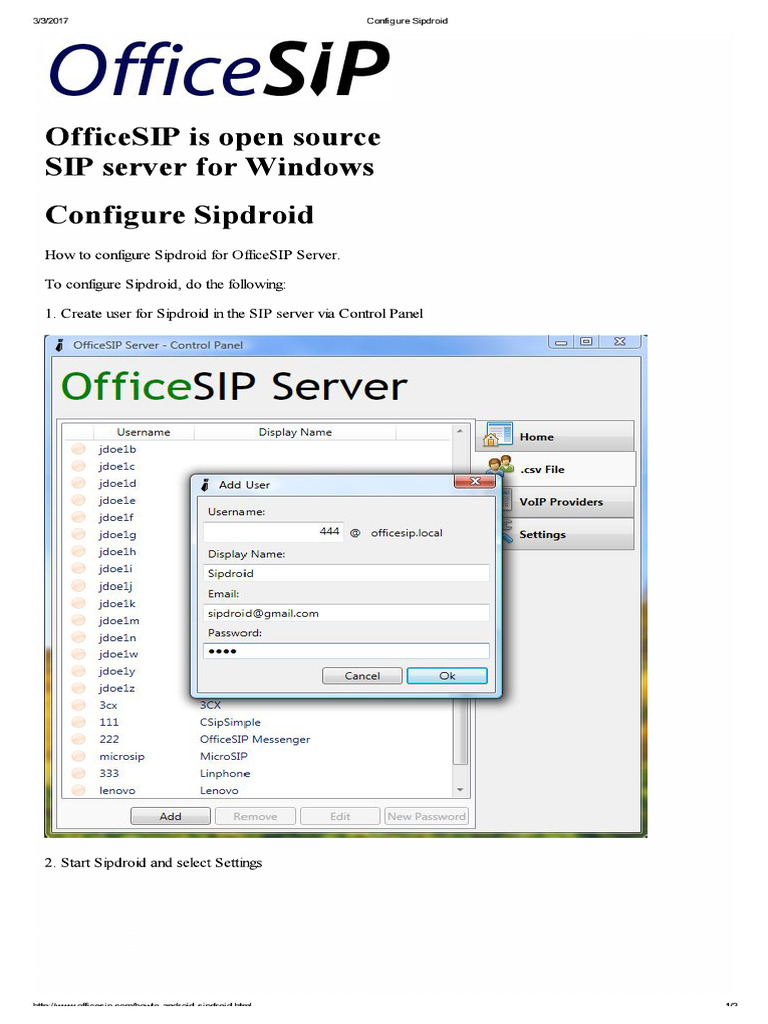 Configure Sipdroid | PDF