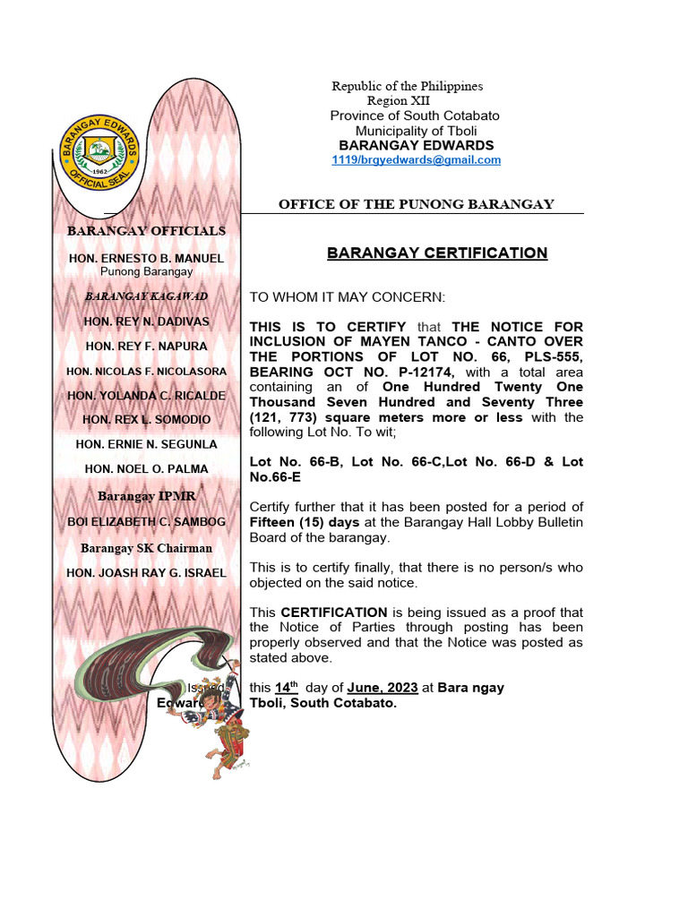 Certification For Posting Compliance | PDF