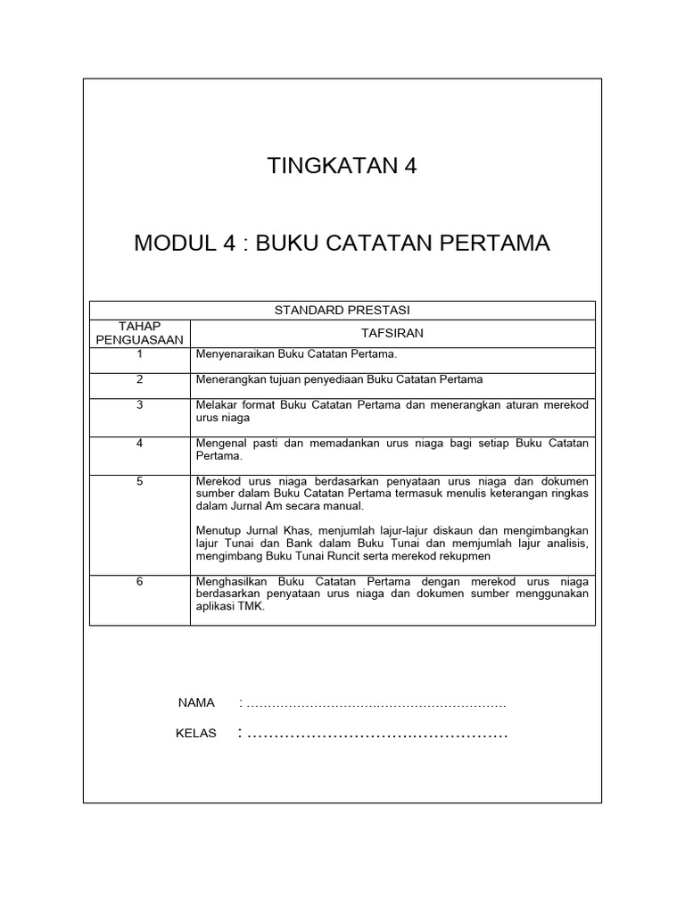 T4 Modul 4 Buku Catatan Pertama (Bil 1) | PDF
