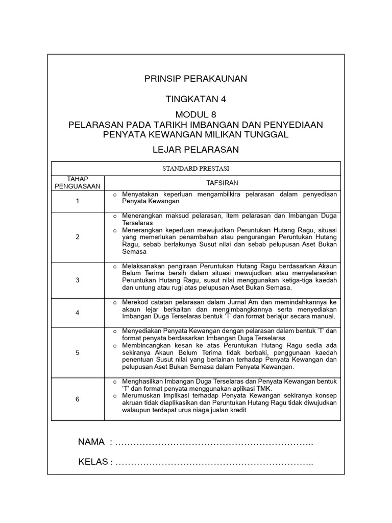 T4 Modul 8 Lejar Pelarasan | PDF