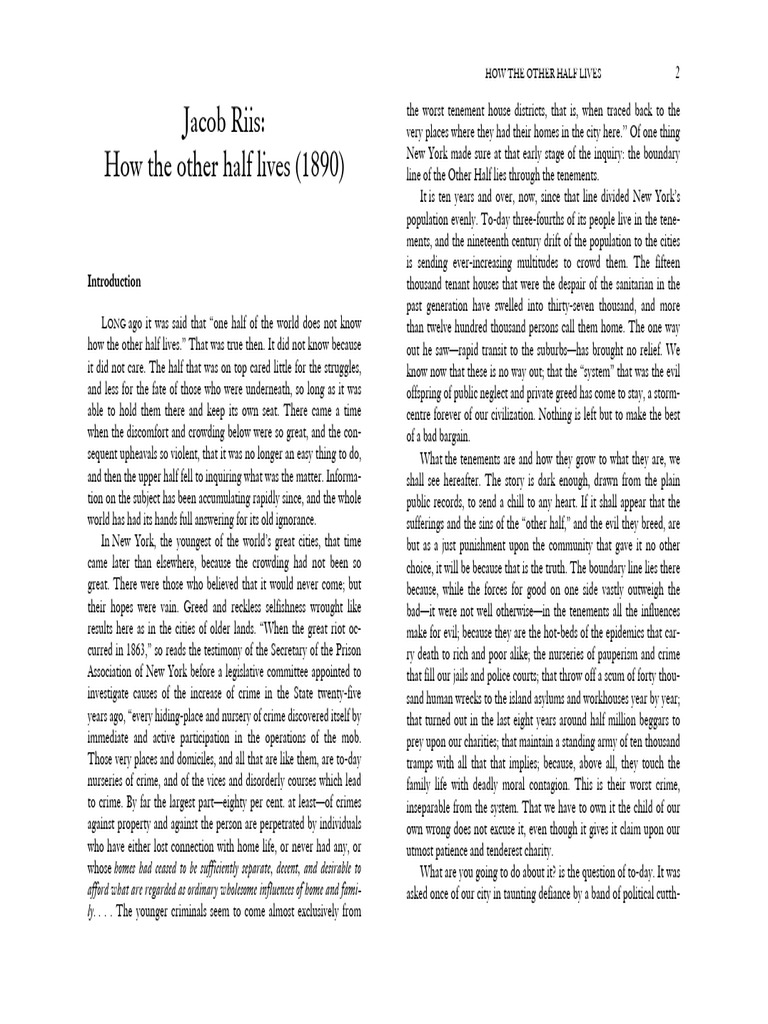 Riis How The Other Half Lives | PDF