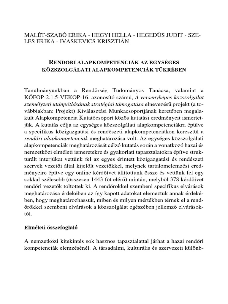 2018 1 Szeles Erika Rendori Alapkompetenciak | PDF