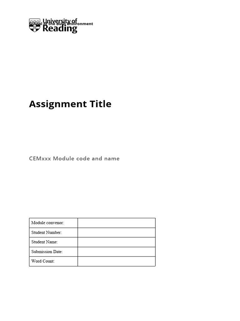 Sample Title Page For Assignments | PDF