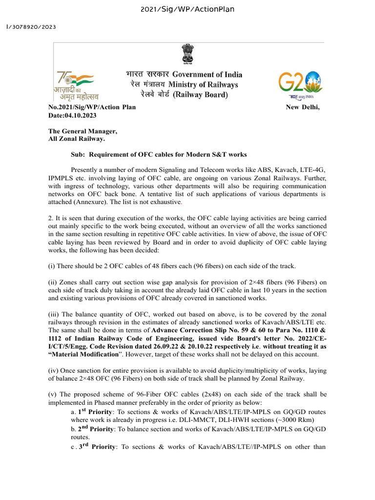 Policy On Laying Ofc Cables in S&T Works 04.10.23 | PDF | Computer ...