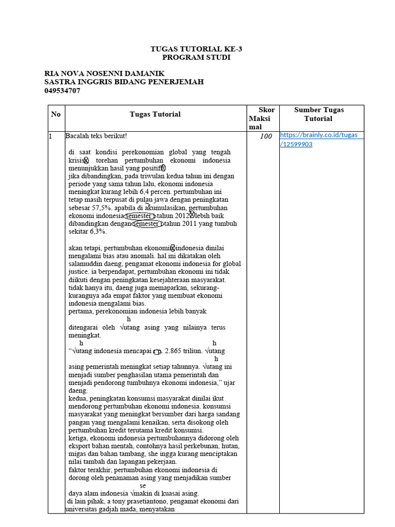 Tugas 3 Bahasa Indonesia - Ok | PDF | Ilmu Sosial