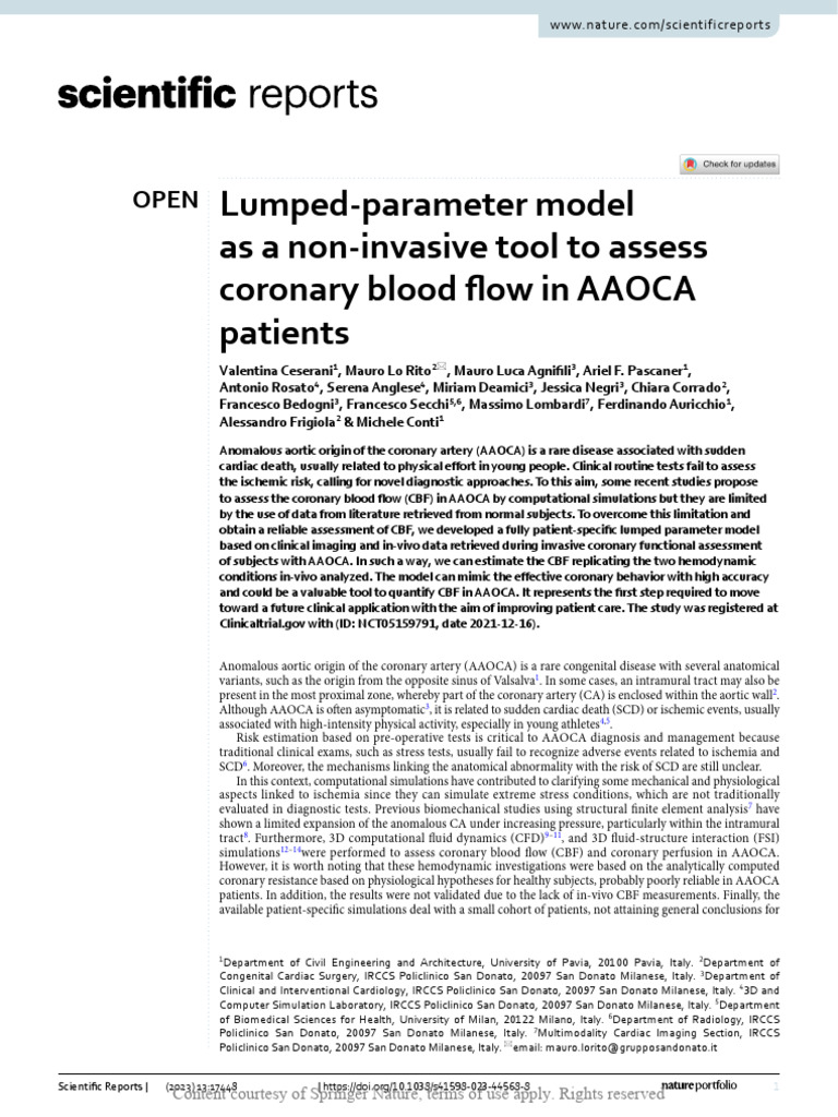 Lumped-Parameter Model As A Non-Invasive Tool To A | PDF | Aorta ...