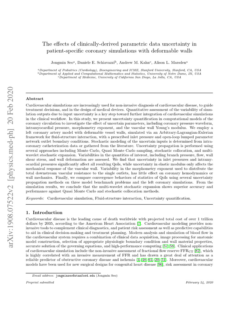 The Effects of Clinically-Derived Parametric Data Uncertainty in Patient Specific Coronary ...