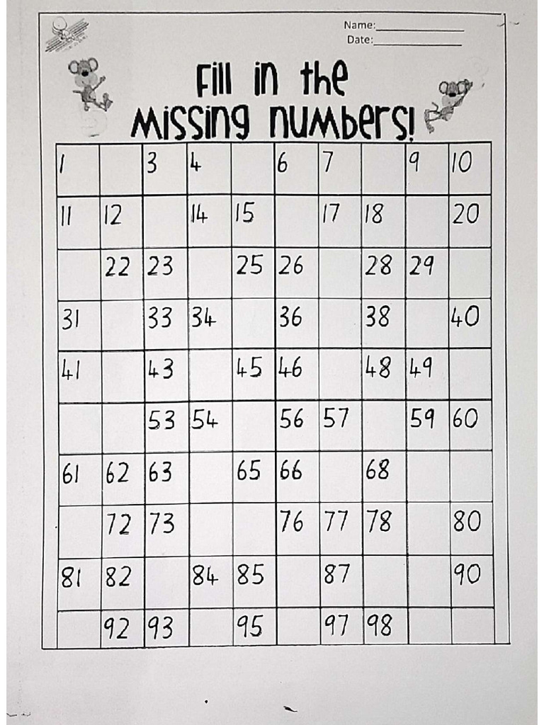 Fill in The Blanks and Missing Numbers - Math Ws | PDF