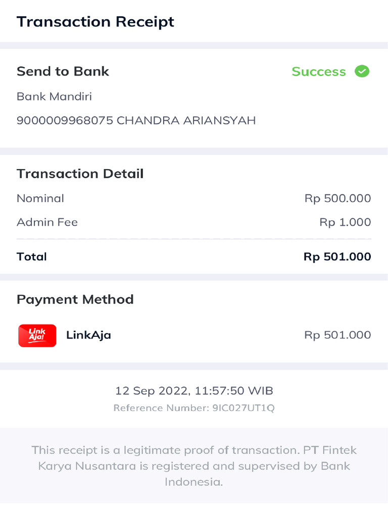 LinkAja RECEIPT 2209255 110949 | PDF