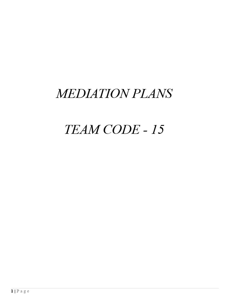 TC-15 Mediation Plan 1 - HPNLU | PDF | Mediation | Negotiation