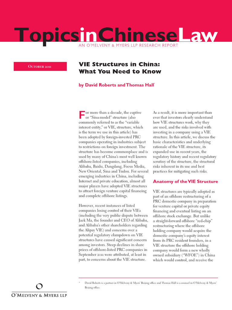 VIE - Structures - in - China (10.2011) | PDF | Investing | Private Law