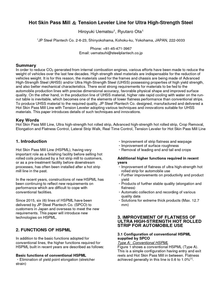 Skin Pass Literature | PDF | Rolling (Metalworking) | Yield (Engineering)