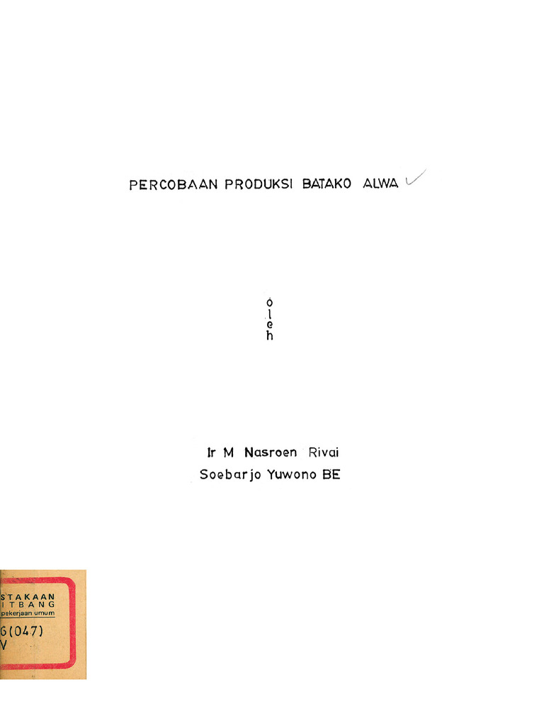 1979 Percobaan Produksi Batako Alwa | PDF | Teknologi & Rekayasa
