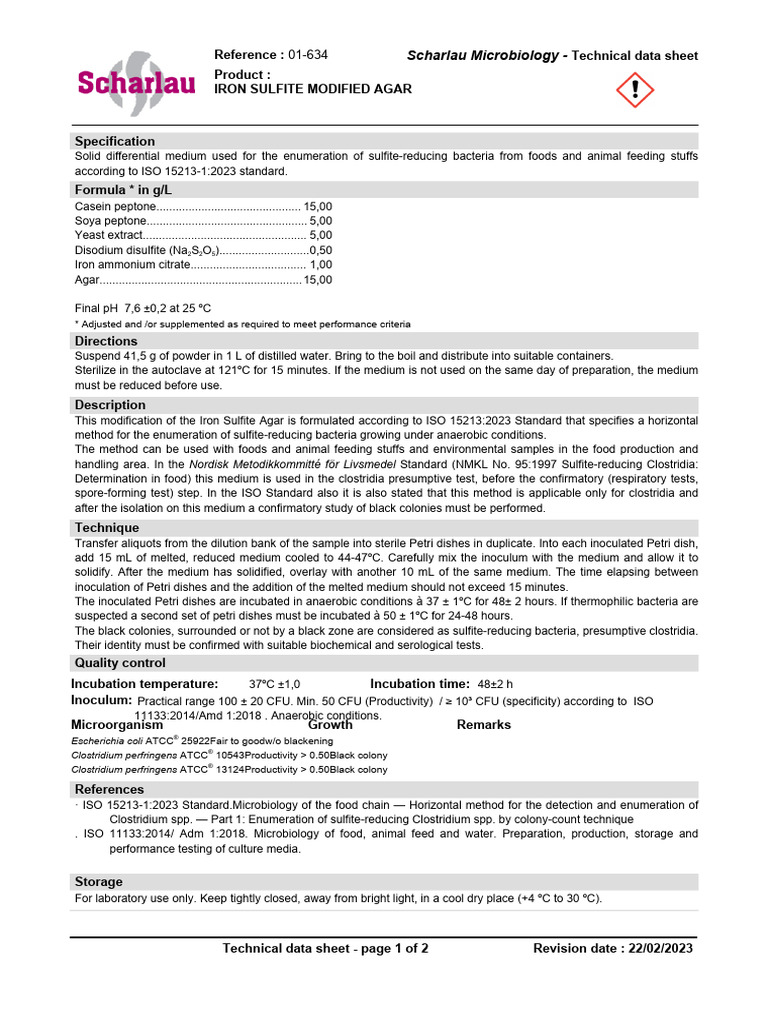 01-634 TDS en | PDF | Growth Medium | Colony Forming Unit