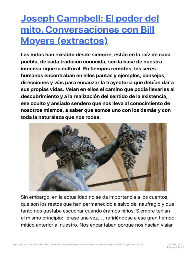 Joseph Campbell - El Poder Del Mito. Conversaciones Con Bill Moyers (Extractos) | PDF | Experiencia