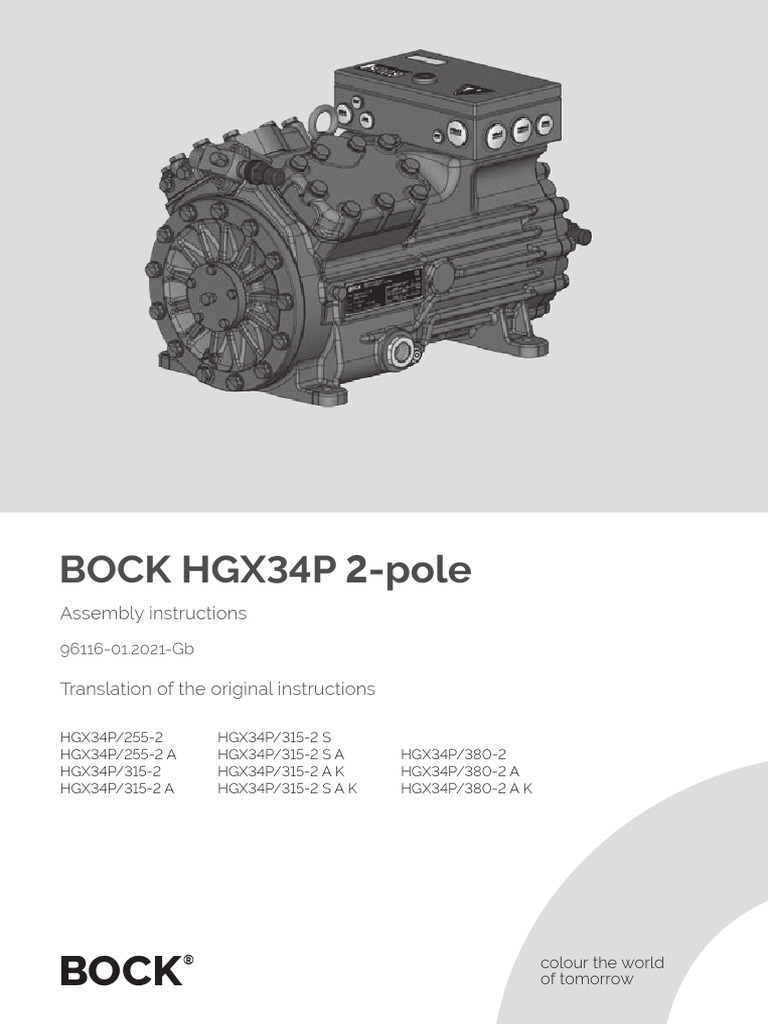 Bock HGX34P 2 Pole | PDF | Power Supply | Pipe (Fluid Conveyance)