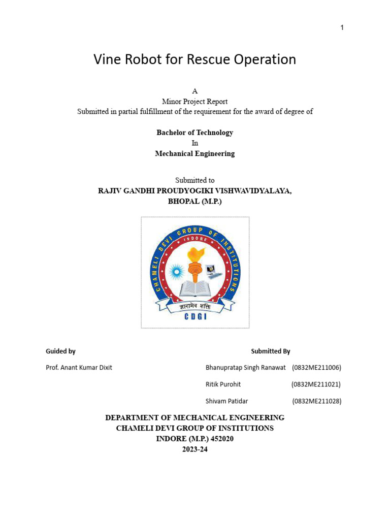 Vine Robot Project Report | PDF | Robot | Robotics