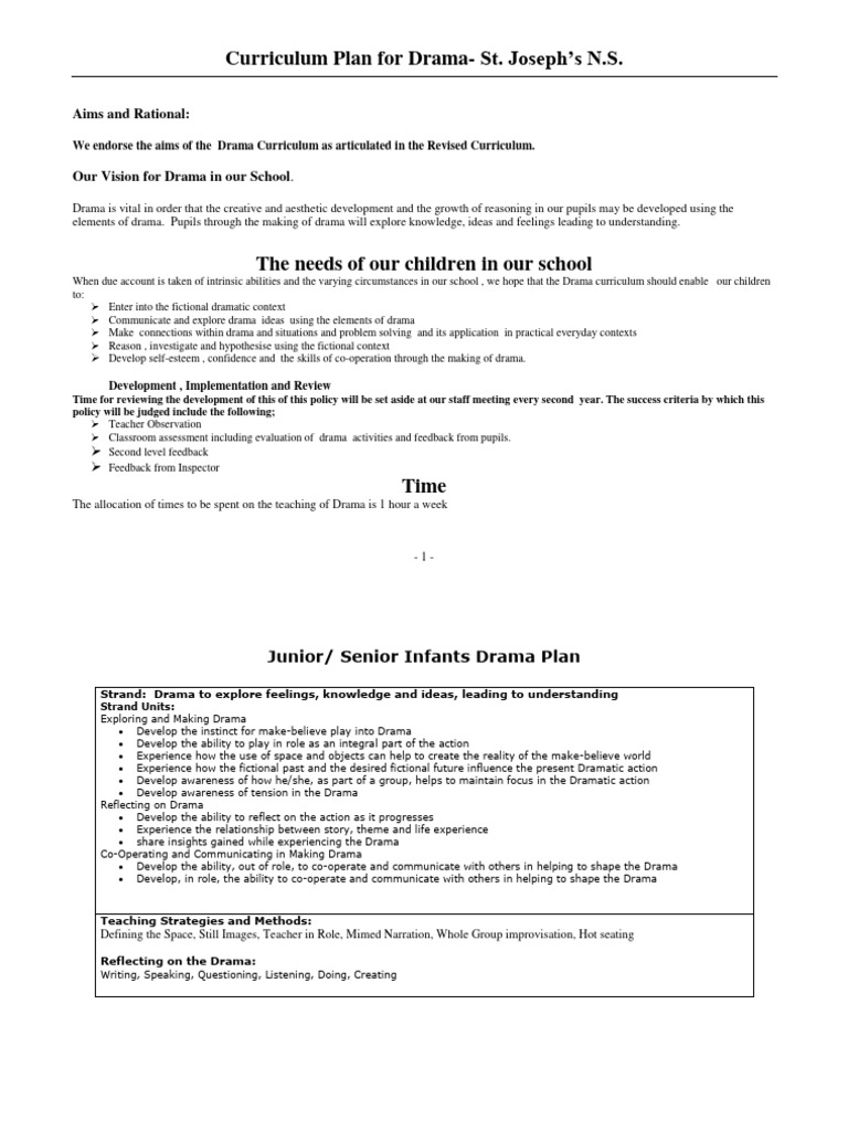 Drama Plan | PDF | Experience | Curriculum
