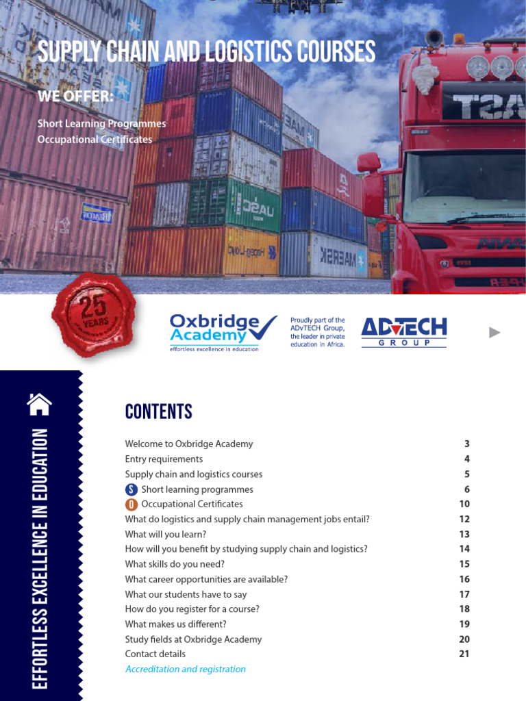 Brochure Supplychain Logistics Courses | PDF | Logistics | Supply Chain