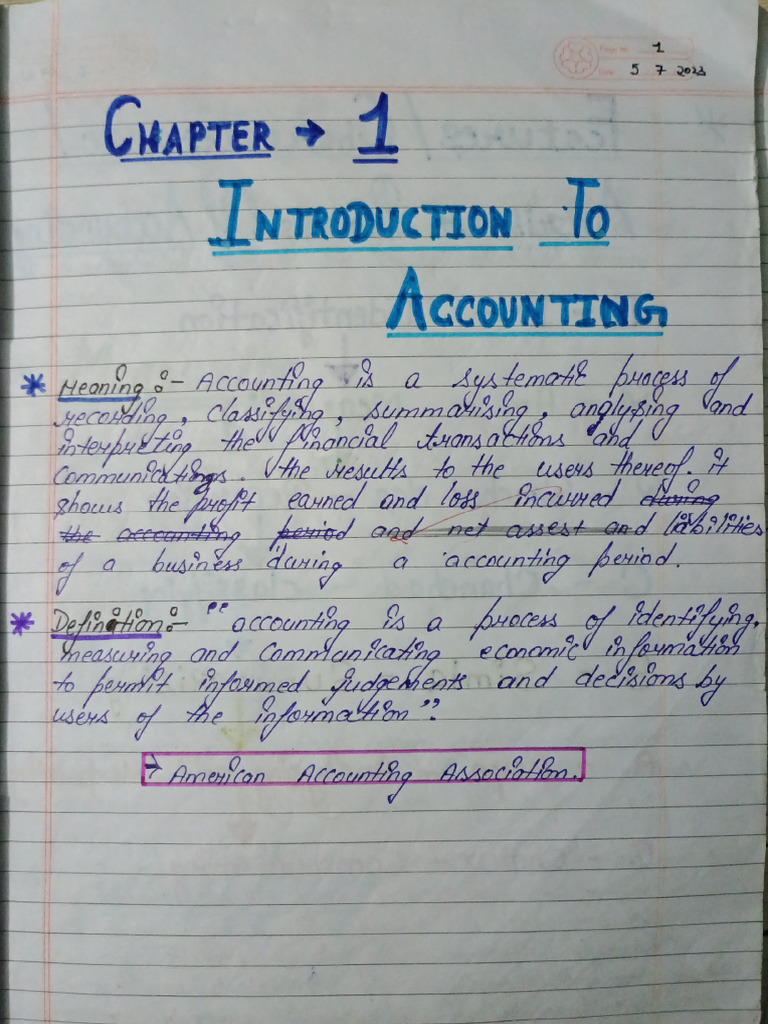 CH - 1 Introduction To Accounting NOTES | PDF