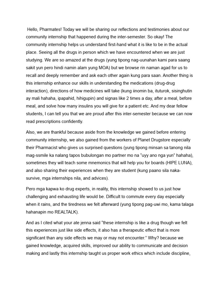 Internship Speech | PDF | Career & Growth | Lifestyle